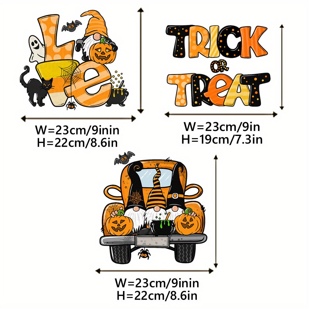 halloween pumpkin gnome car ghost iron heat transfer sticker - Temu