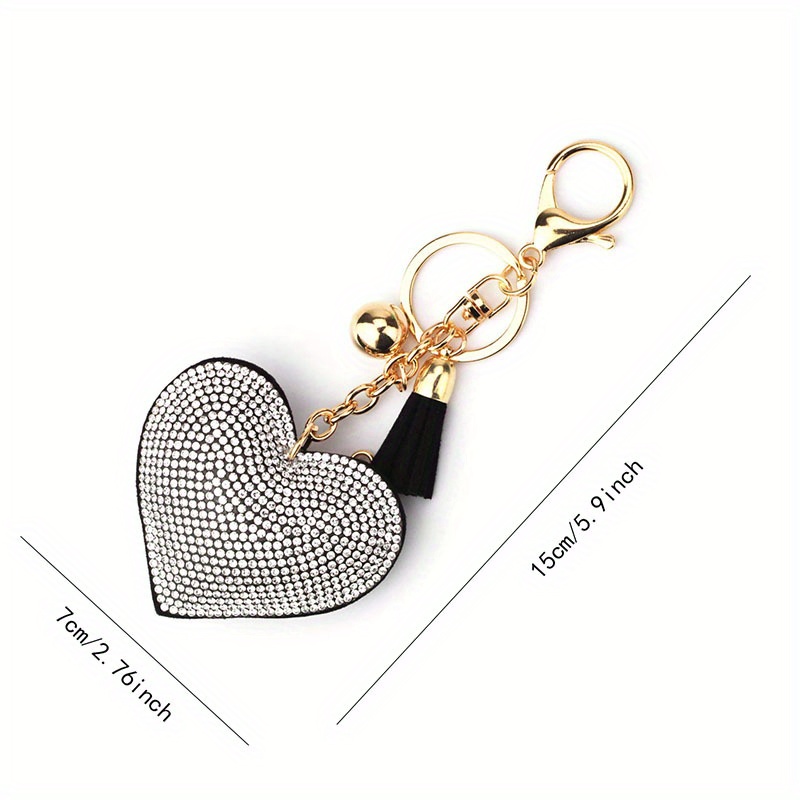 Sparkle With Love Heart Shaped Diamond Decor Key Ring Perfect For Diy ...