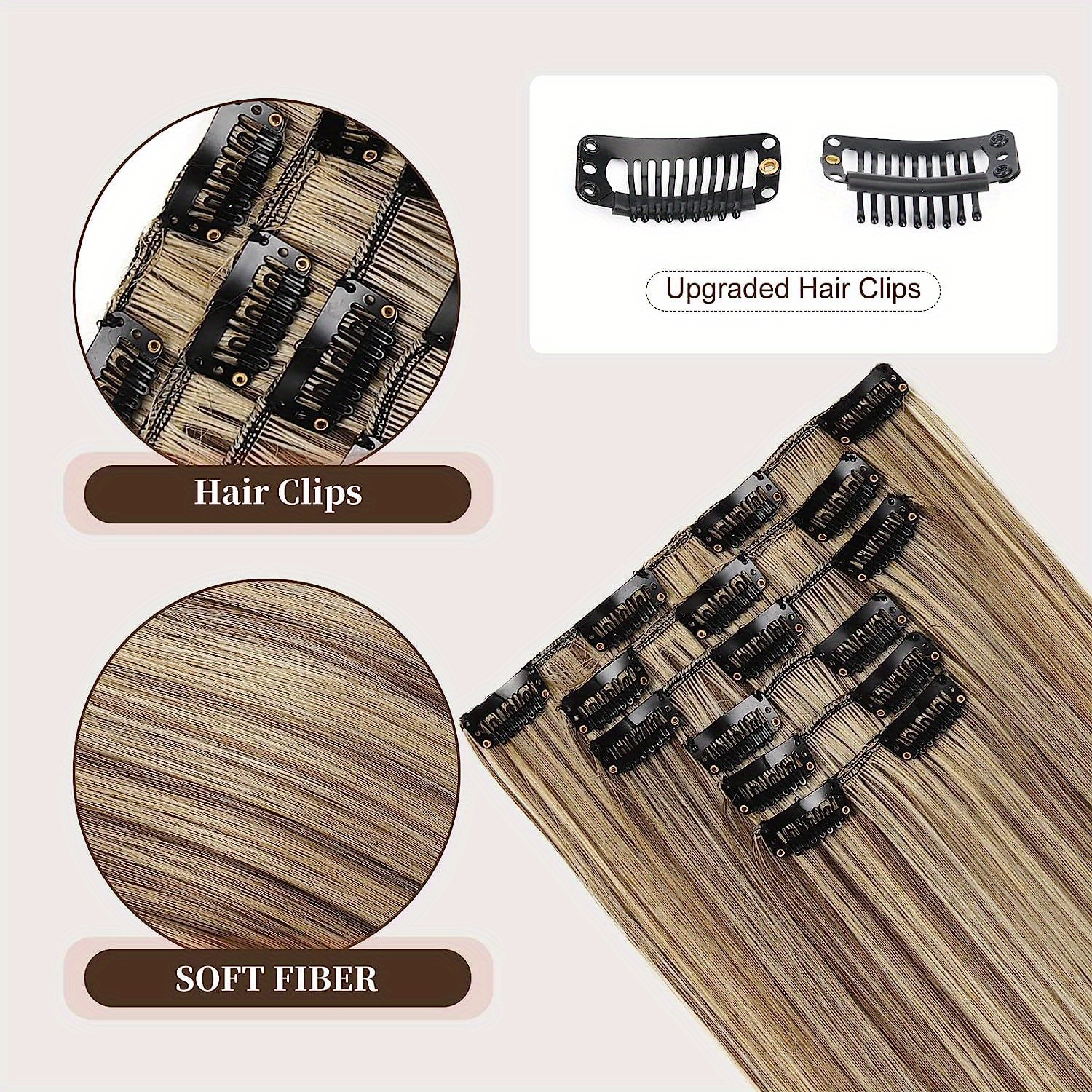 Clip In Long Straight Synthetic Hair Extension Thick - Temu United Kingdom