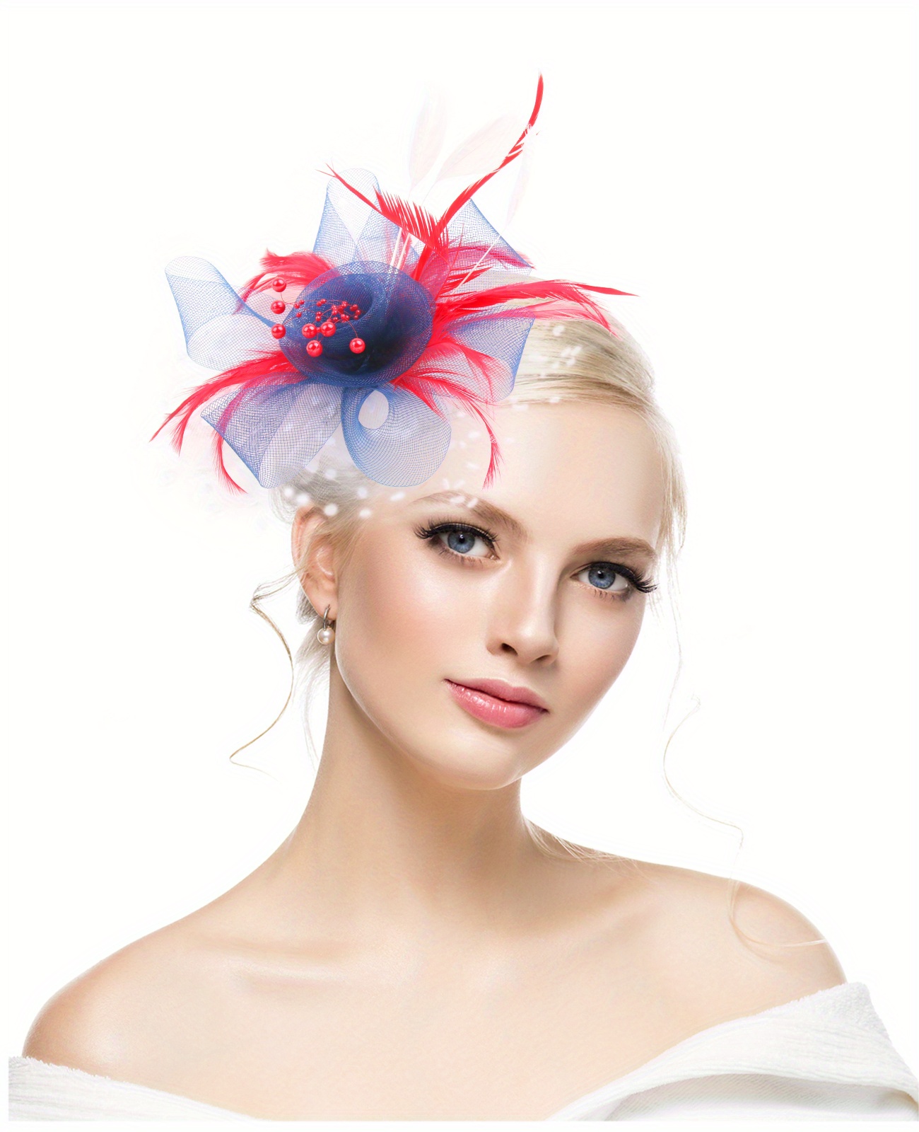 mesh flower head piece headband feather hair band - Temu Australia