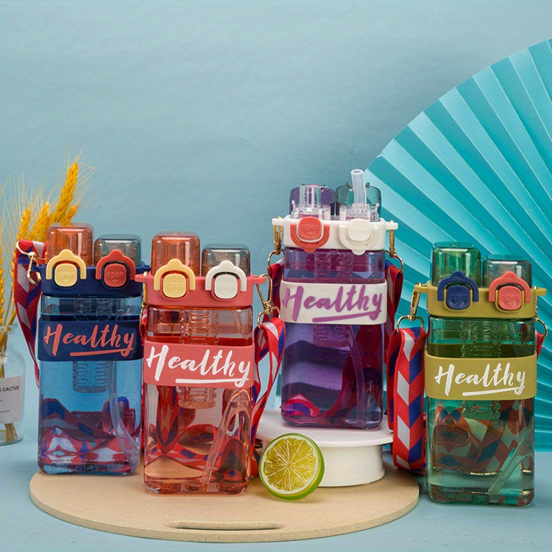 Clear Plastic Water Bottle Infuser Straw Portable Double - Temu United ...