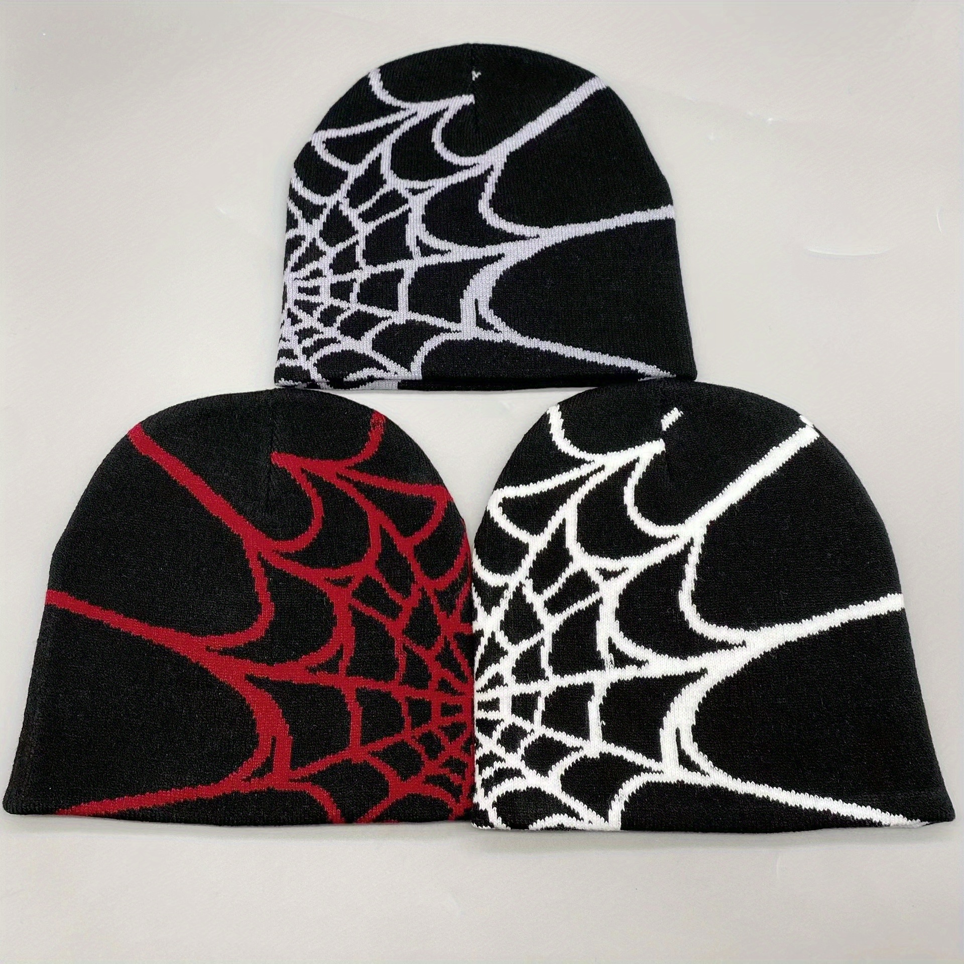 spider web pattern warm beanie hat fashion - Temu United Arab Emirates