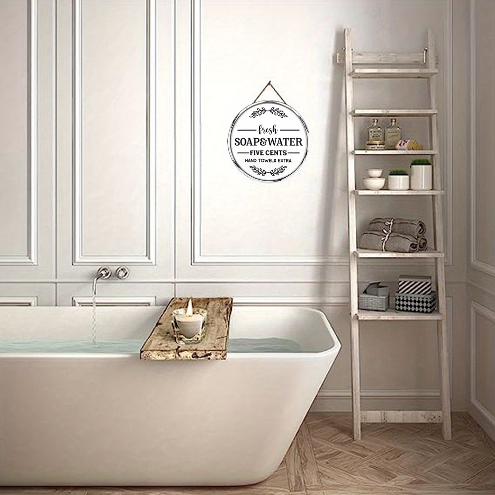 Farmhouse Bathroom Wall Decor Rustic Framed Round Wooden - Temu United ...