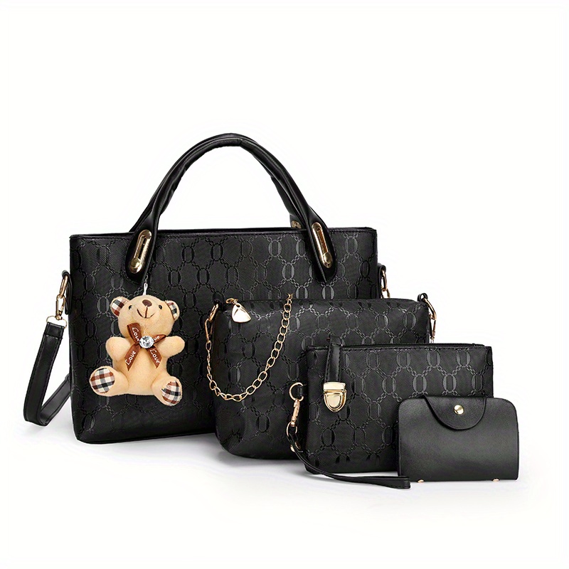 Elegant Zipper Purse Set Women's Fashion Tote Bag Shoulder Bag Clutch ...