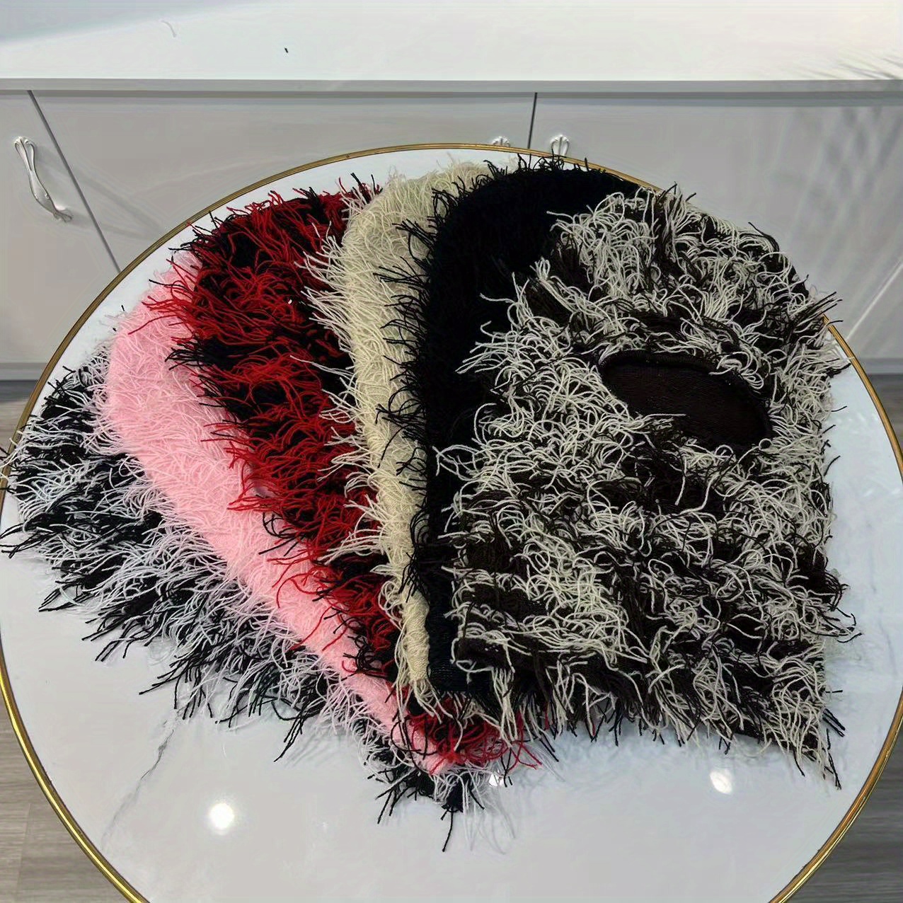 Fringe Trim Casual Windproof Balaclava Distressed - Temu