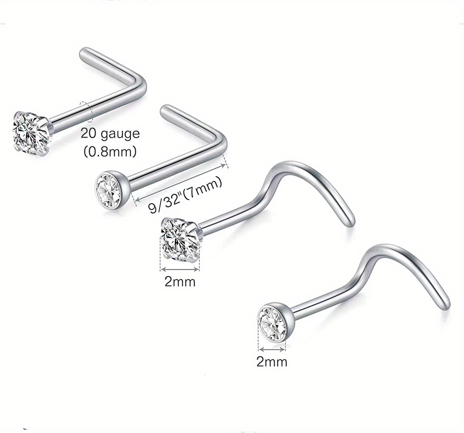 Inlaid Zirconia Nose Ring Lip Ring Set - Temu Australia