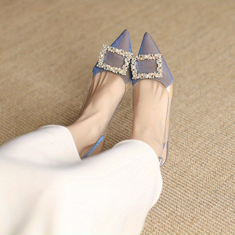 Women's Pearl Decor Stiletto Heels Elegant - Temu Canada