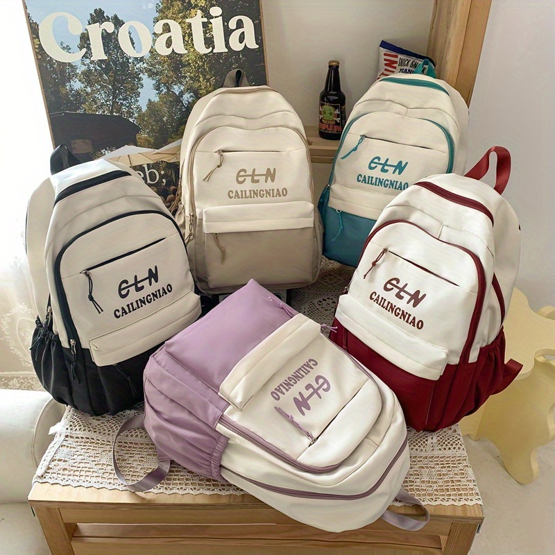 Fashion Contrast Color Backpack Junior High School High - Temu United ...