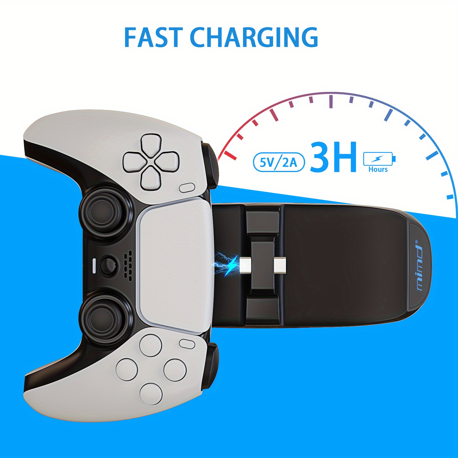 עמדת טעינה של בקר עם מתאם זרם חילופין טעינה מהירה 5V/2A ל-PS5, מעמד ...