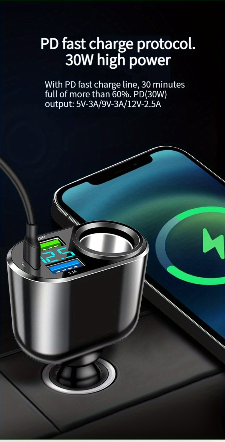 Pd Qc3.0 Single Hole Cigarette Lighter Extended Super Fast - Temu