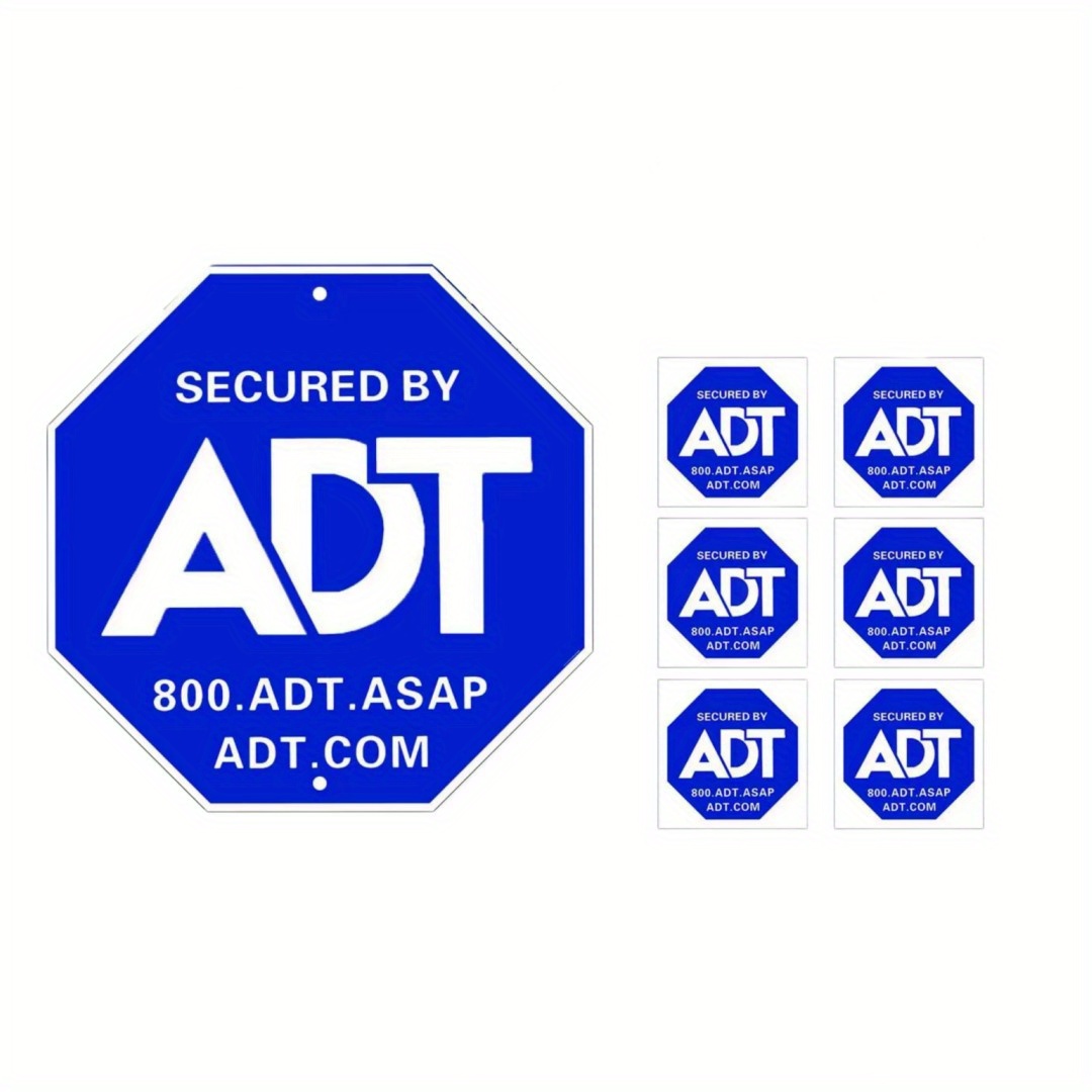 Adt Safety Sign 6 Double sided Stickers Metal Aluminum - Temu