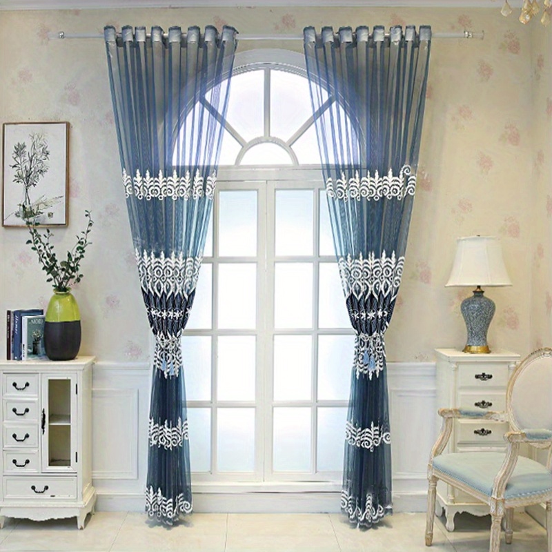 Nordic Style Embroidered Window Curtain Translucent White - Temu