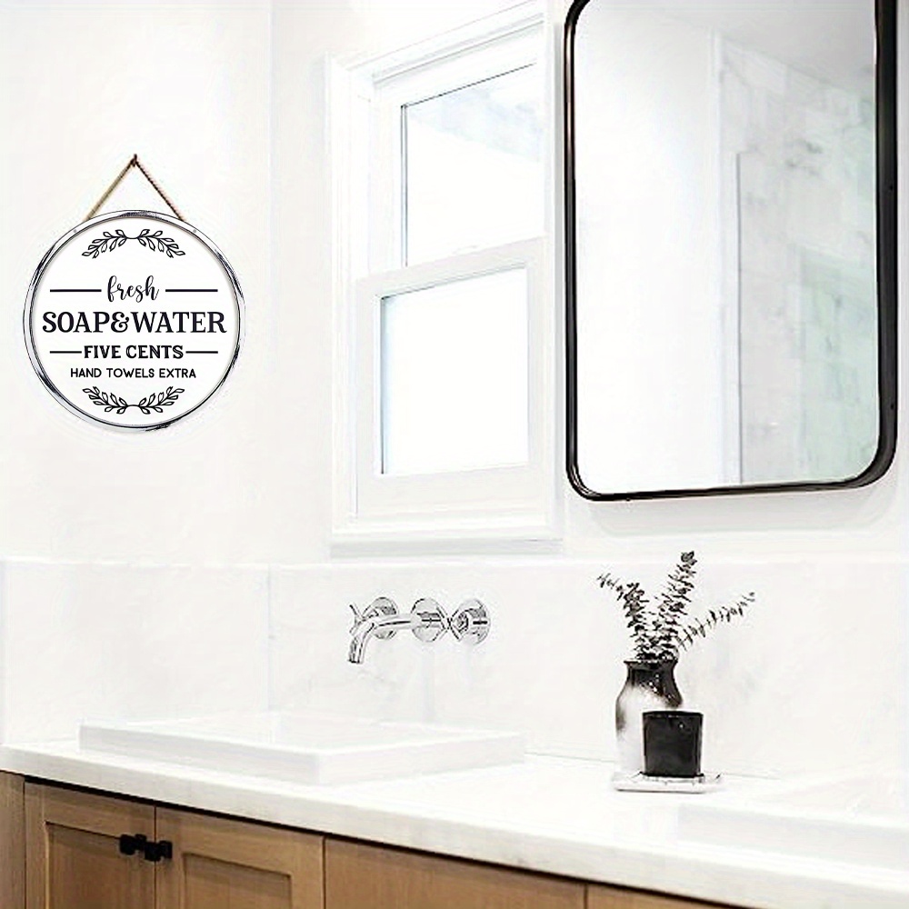 Farmhouse Bathroom Wall Decor Rustic Framed Round Wooden - Temu United ...