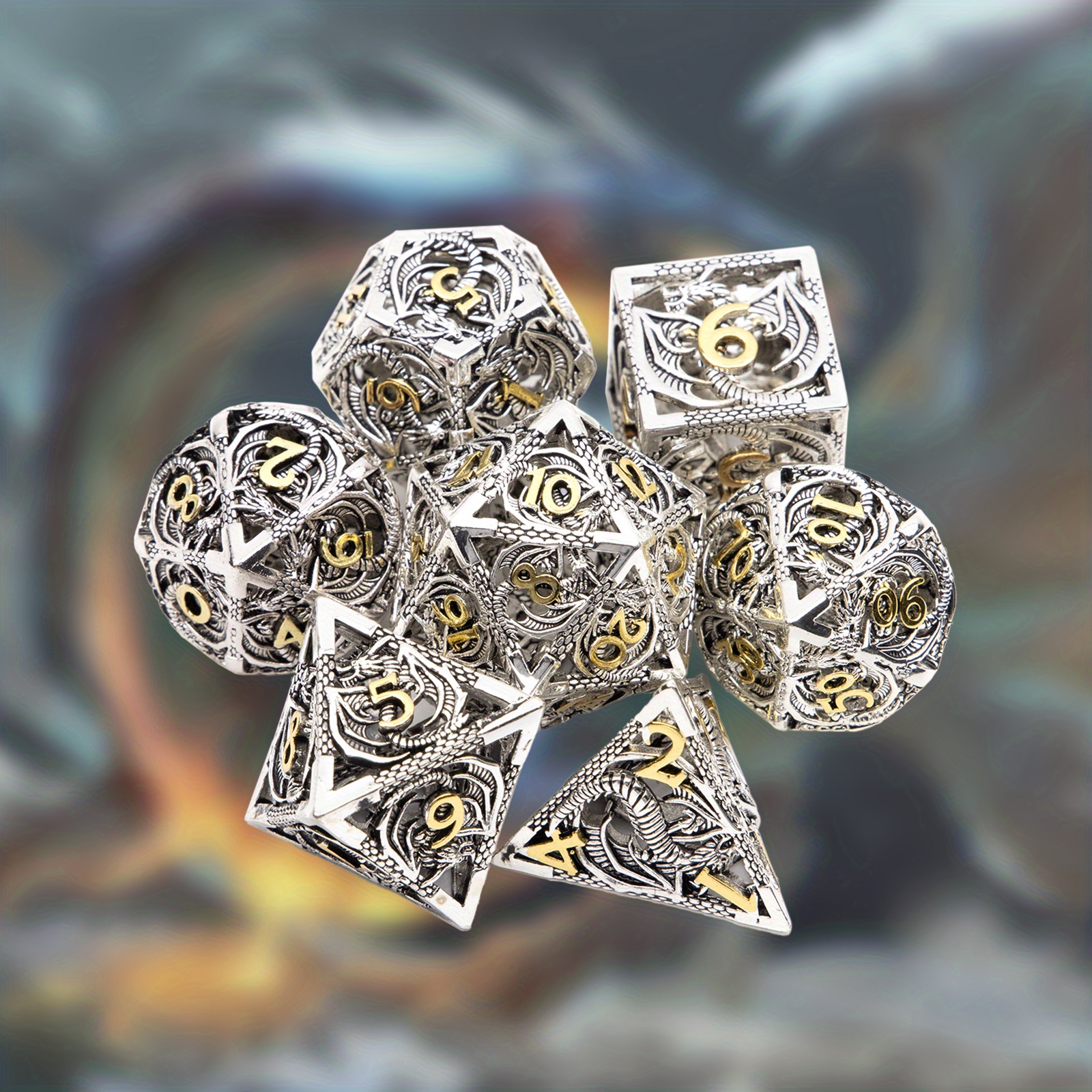 white metal dice hollow metal polyhedral dice - Temu Denmark