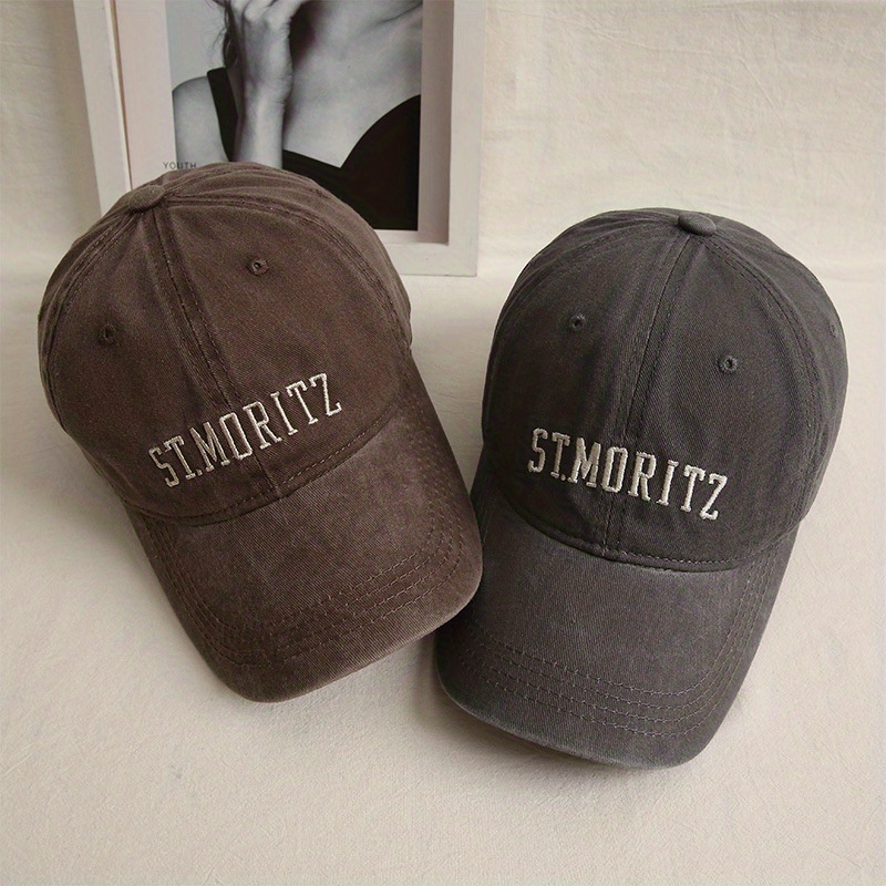 Letter Embroidery Baseball Cap Washed Casual Sun Protection - Temu New Zealand