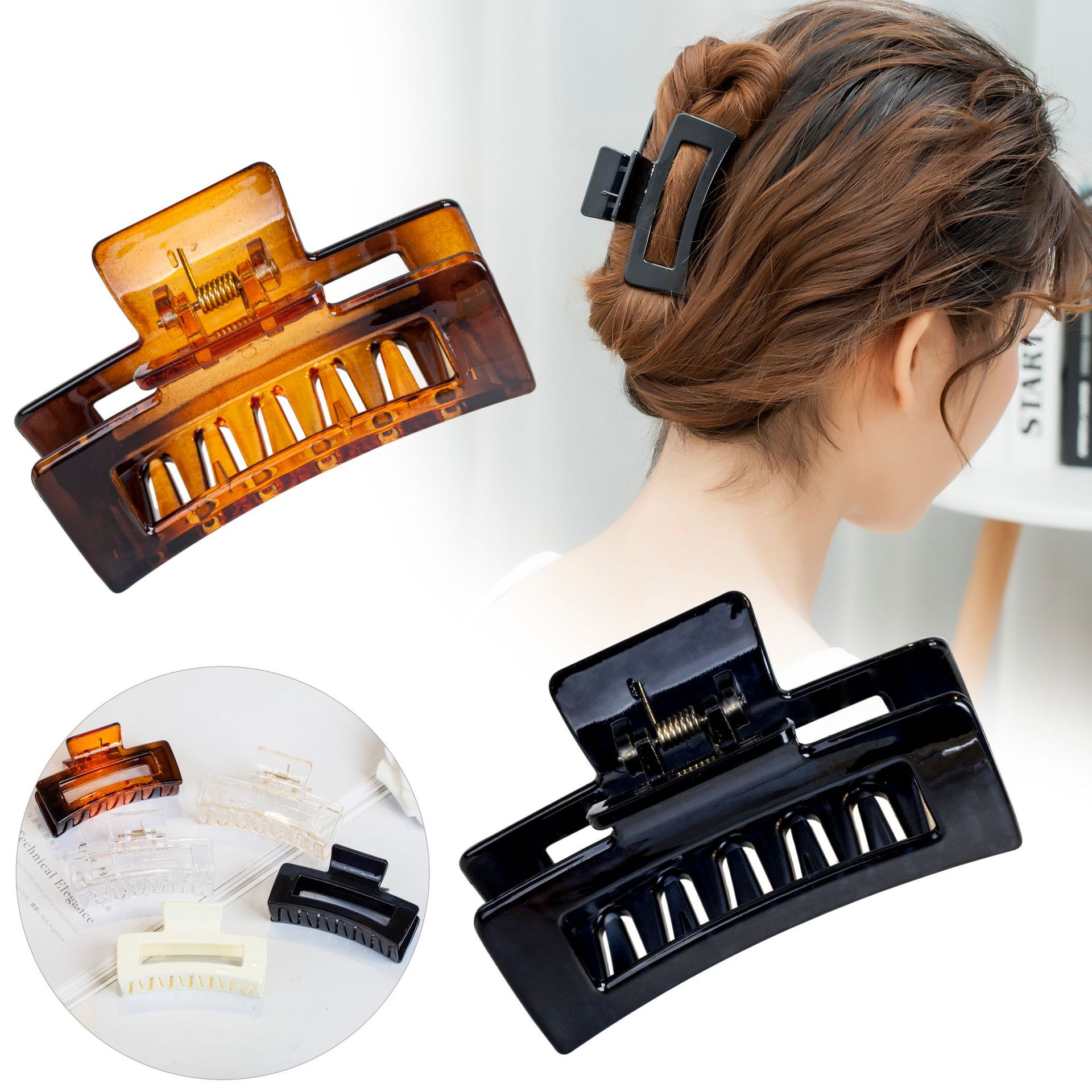 Vintage Hair Claw Clips Hollow Square Shape Jaw Clips - Temu Australia