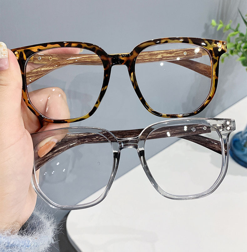 Wood Grain Anti blue Light Glasses Large Frame Trend Glasses - Temu ...