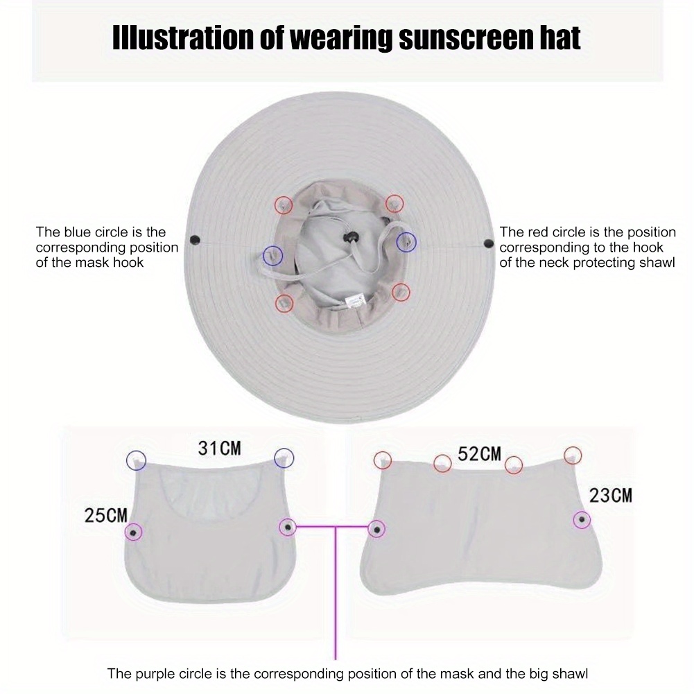 outdoor uv sun protection wide brim fishing cap removable - Temu Australia