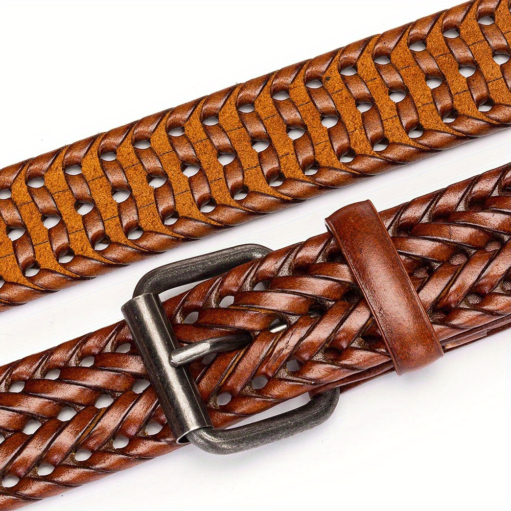 Fashion Mens Braided Pu Leather Strap For Jeans For Gifts | Temu Temu ...
