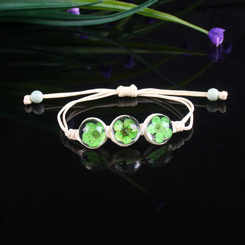 Girls Dried Flowers In Three Crystal Glass Ball Weaving - Temu New Zealand