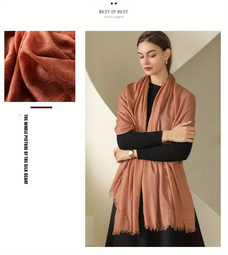 Solid Color Boho Ling Scarf Elegant Edge Sunscreen - Temu