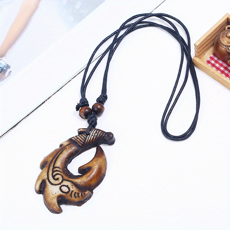 Factory Retro Resin Fishbone Necklace - Temu Australia