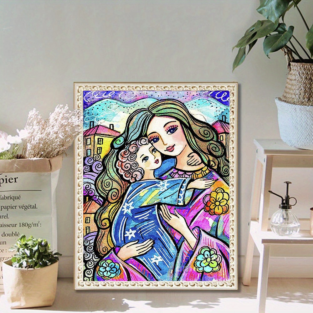 5d Diy Round Diamond Painting Kit Mother Child Embroidery Mosaic Art ...
