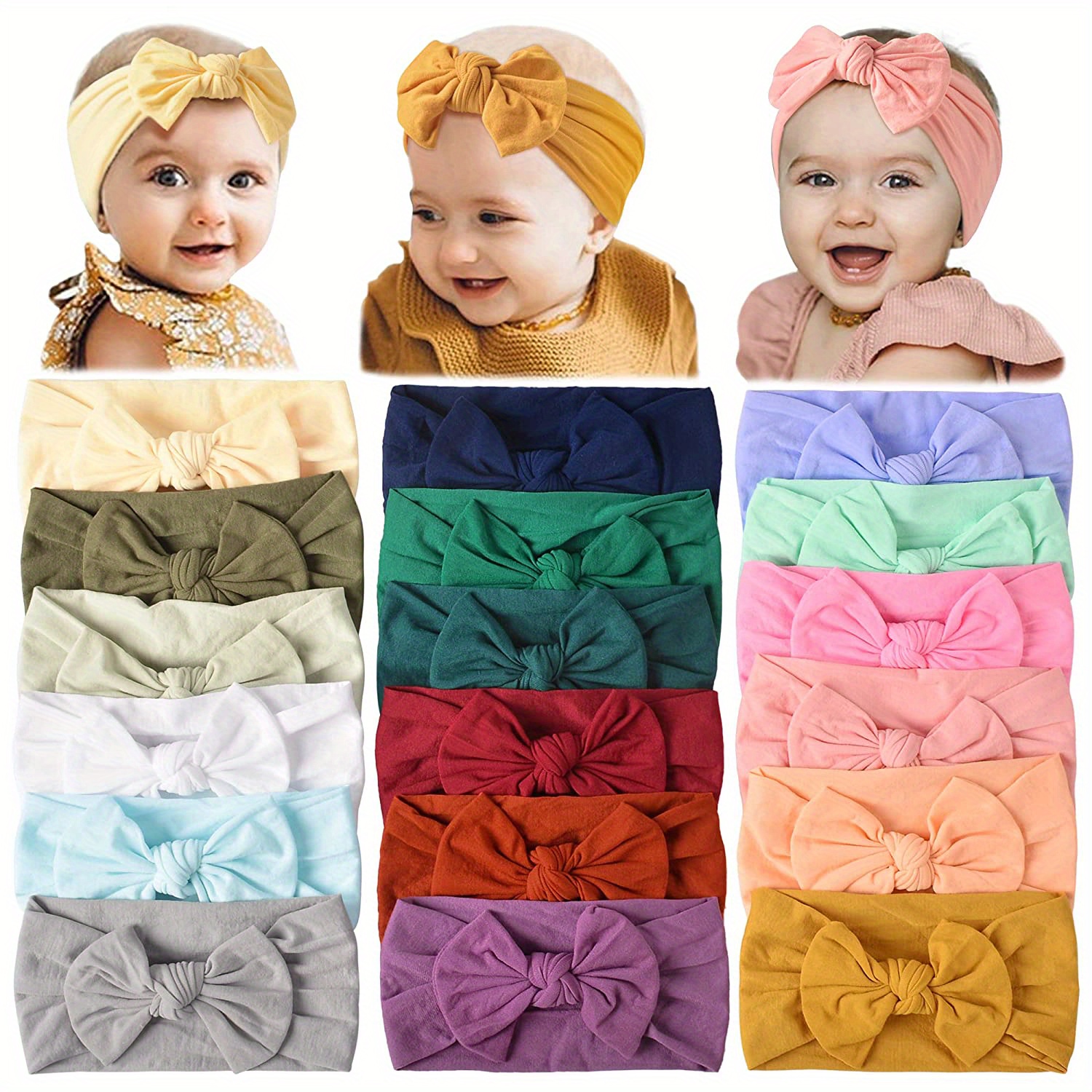 Adorable Bow Headband Baby Girls Soft Elastic Hair Accessory - Temu ...