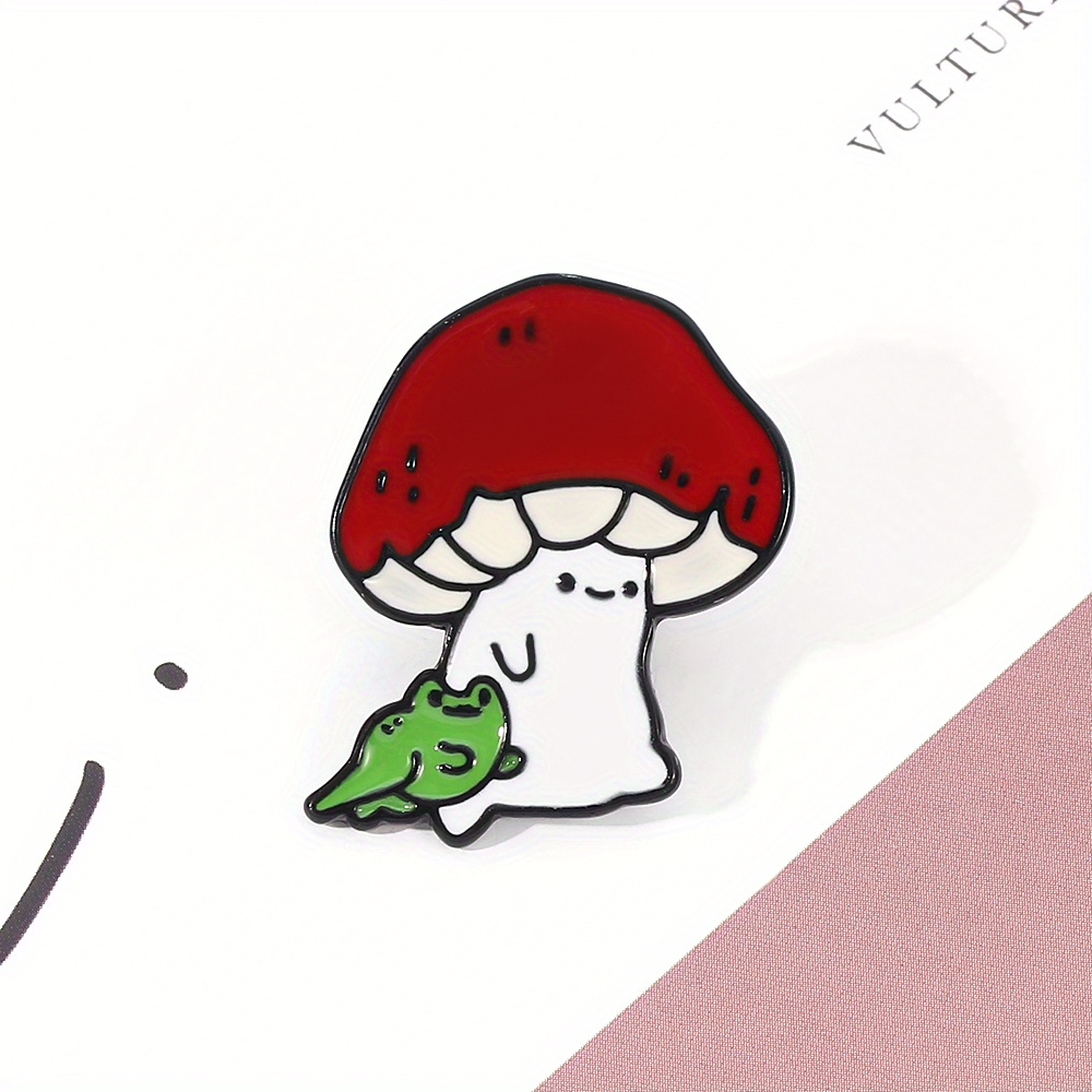 Cute Mushroom Frog Brooch Creative Metal Badge Fashionable - Temu