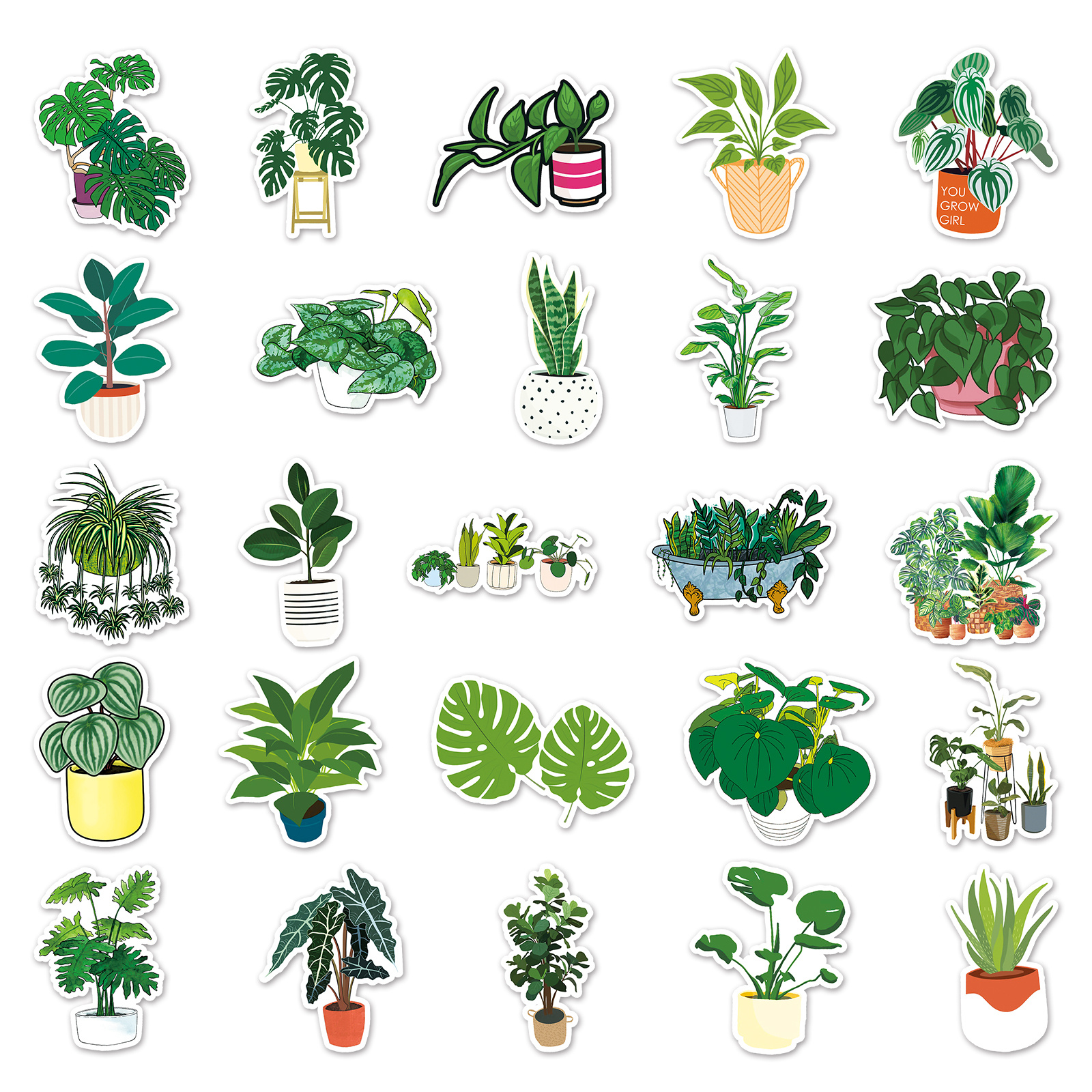 Plant Graffiti Stickers Cartoon Small Fresh Decals Diy - Temu