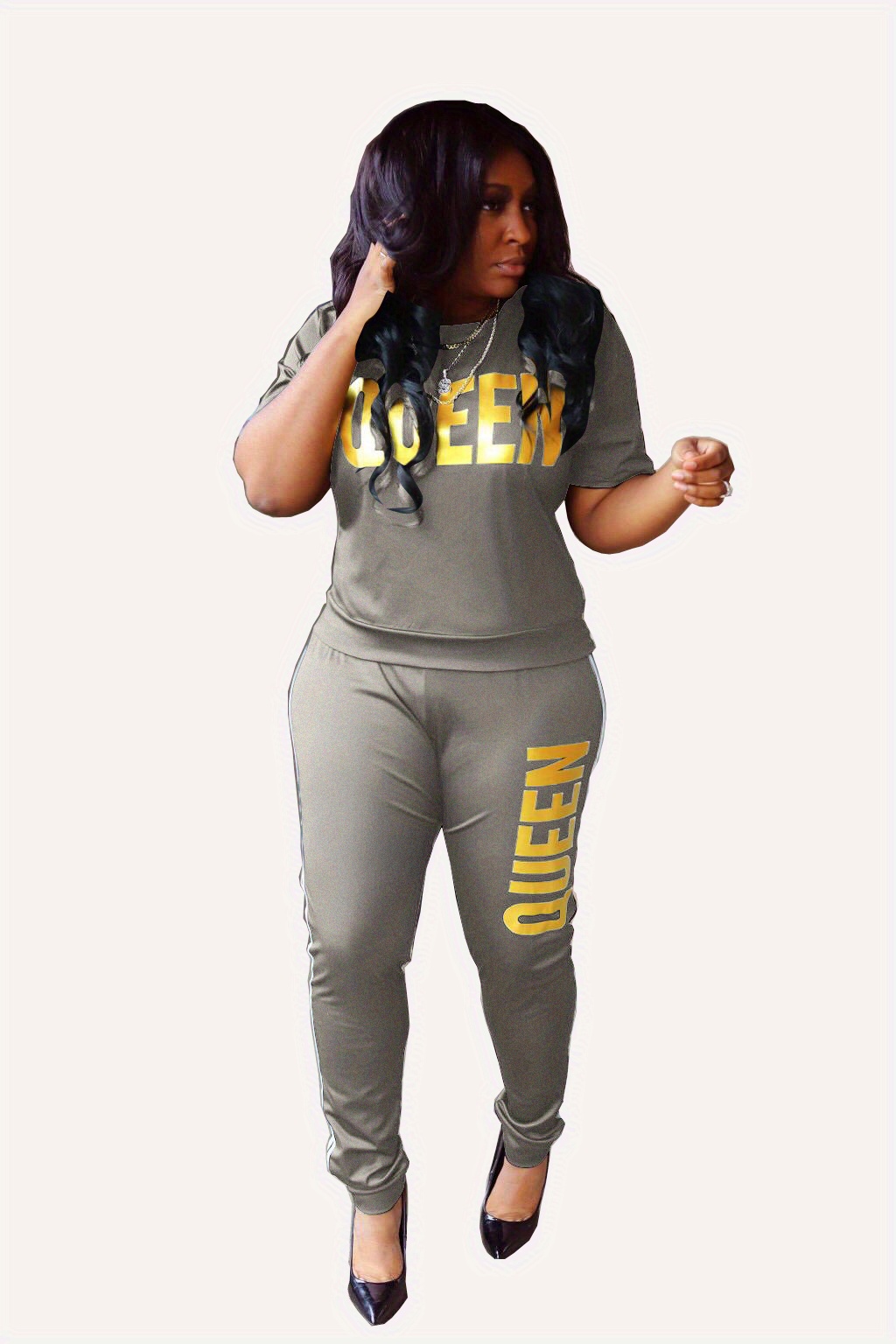 Queen Letter Print Crew Neck Short Sleeve T shirt Workout - Temu Australia