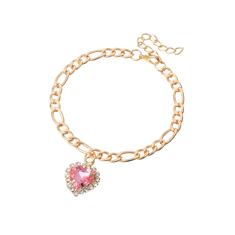 Simple Heart Shape Chain Bracelet Inlaid Shiny Zircon Love Gift ...
