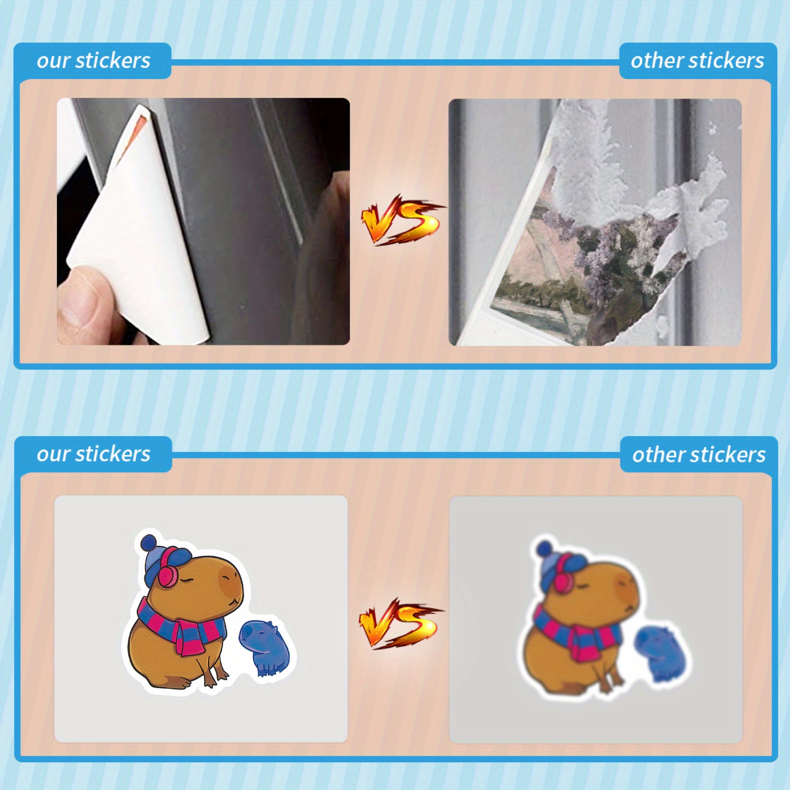 100 Adorable Brown Capybara Stickers Waterproof Vinyl Decals - Temu United