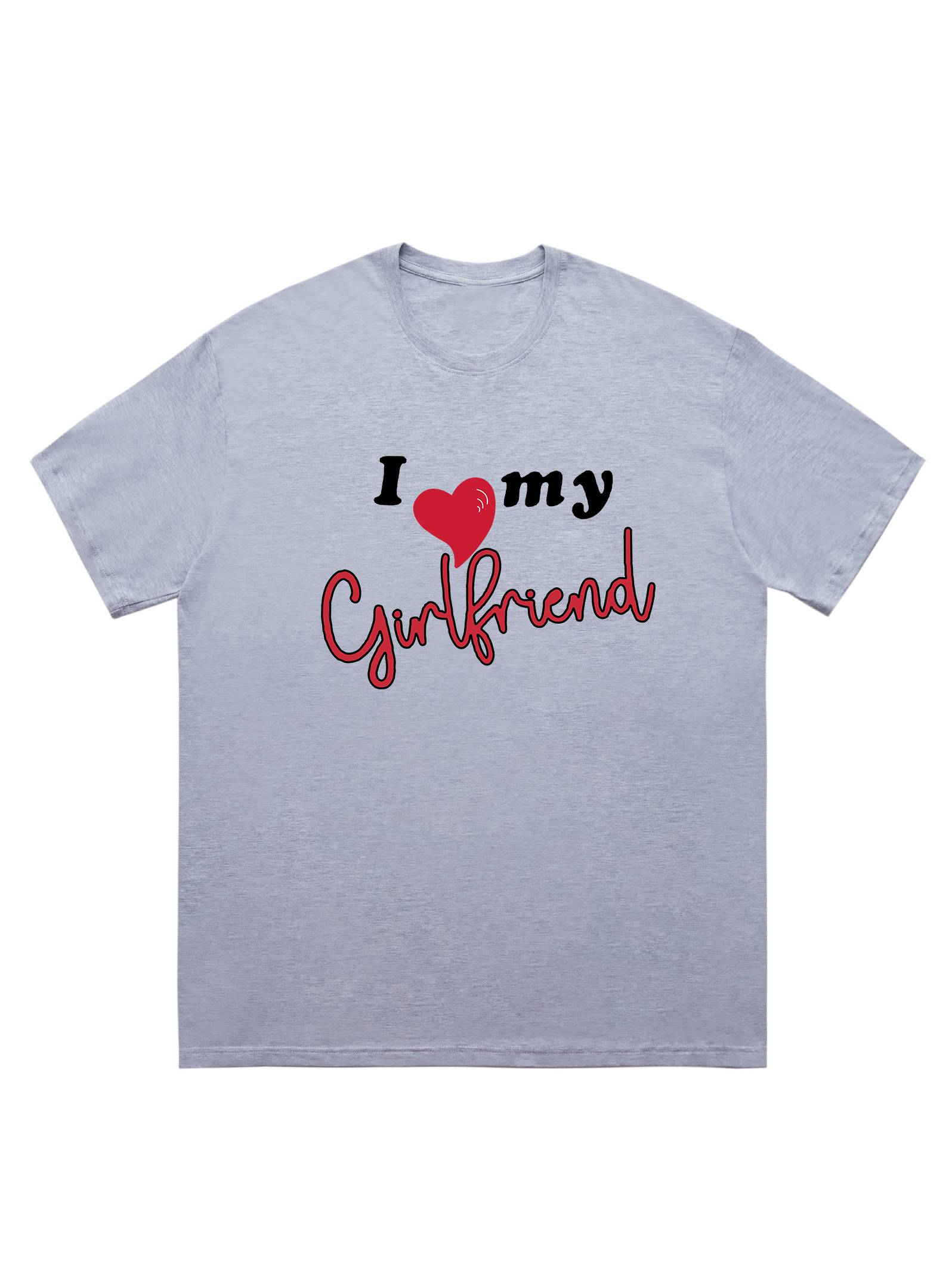 Mens Casual I Love My Girlfriend Slightly Stretch Crew Neck - Temu ...