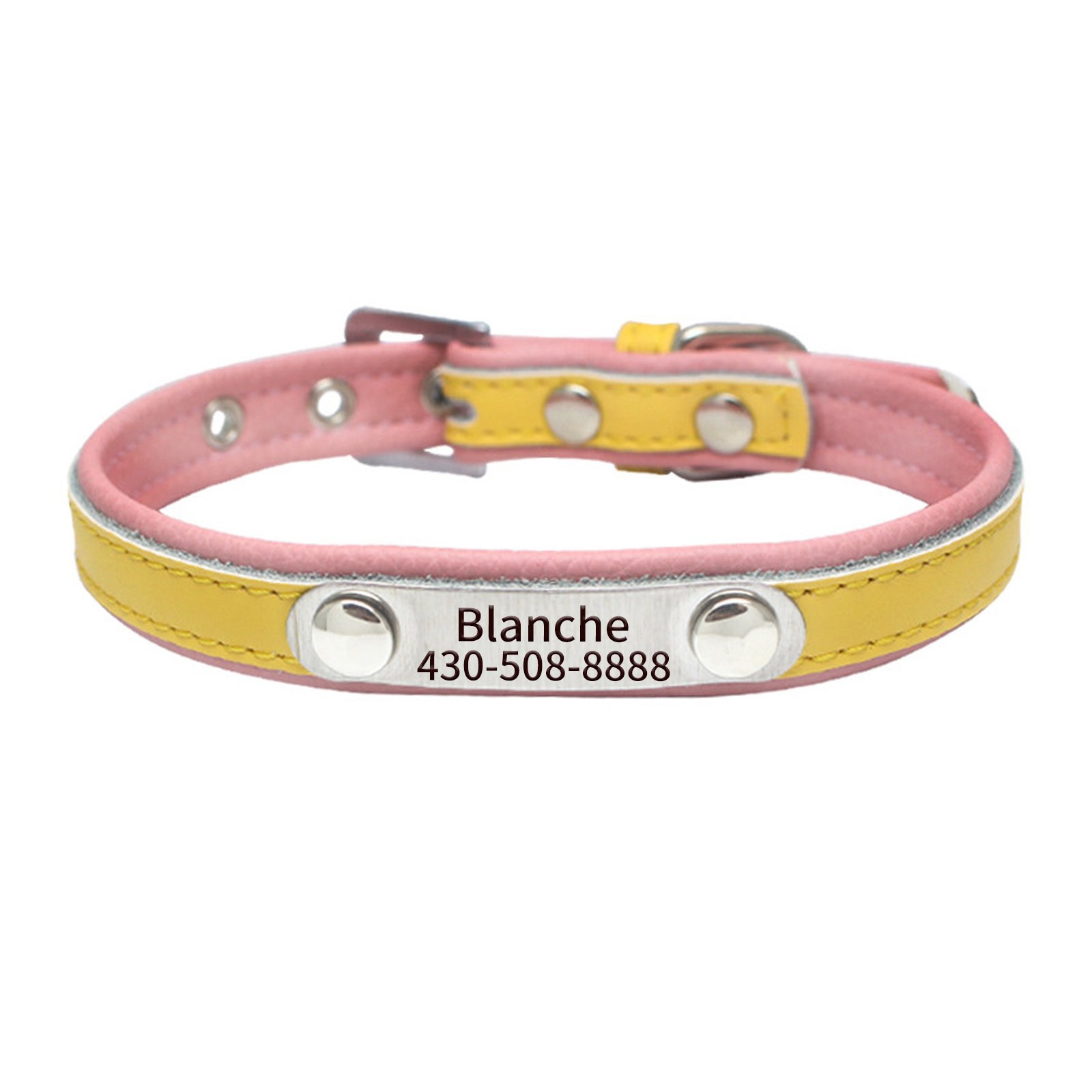 Custom Leather Pet Collars Personalized Nameplate Small - Temu