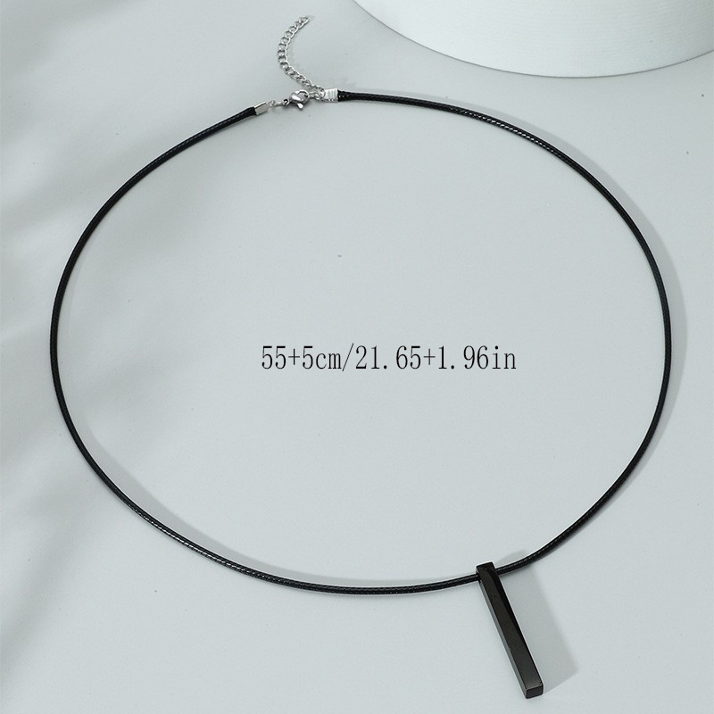 1 Rectangular Leather Rope Stainless Steel Necklace - Temu Australia