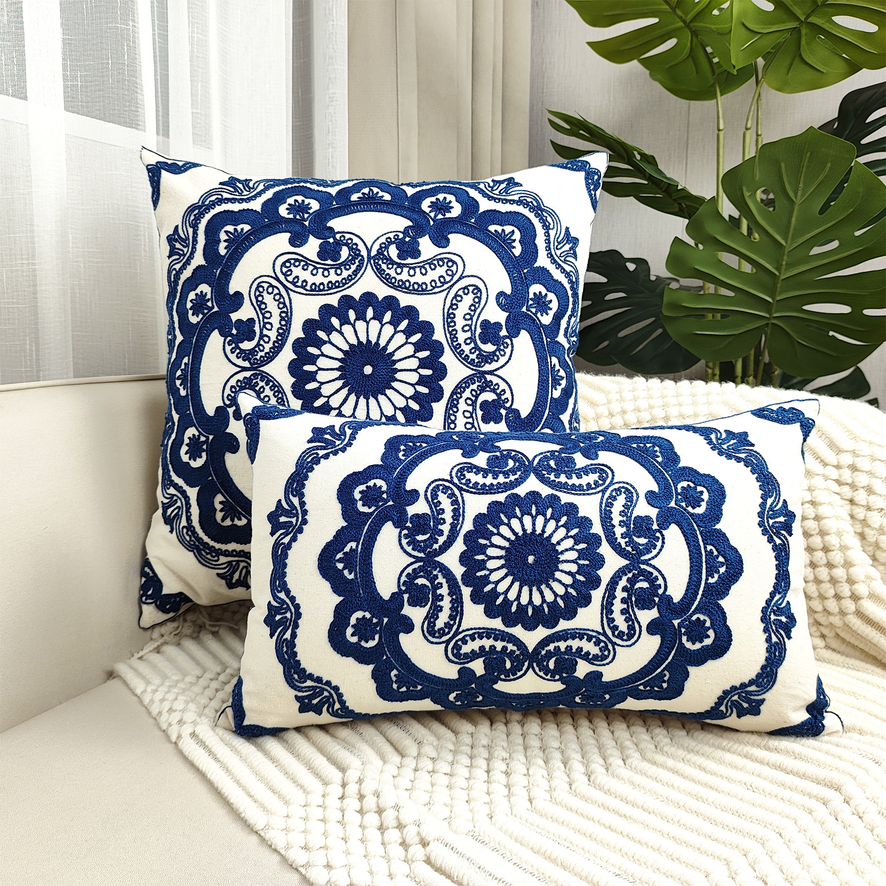 Round Embroidery Cushion Throw Pillow Cover Liviing Room - Temu South ...