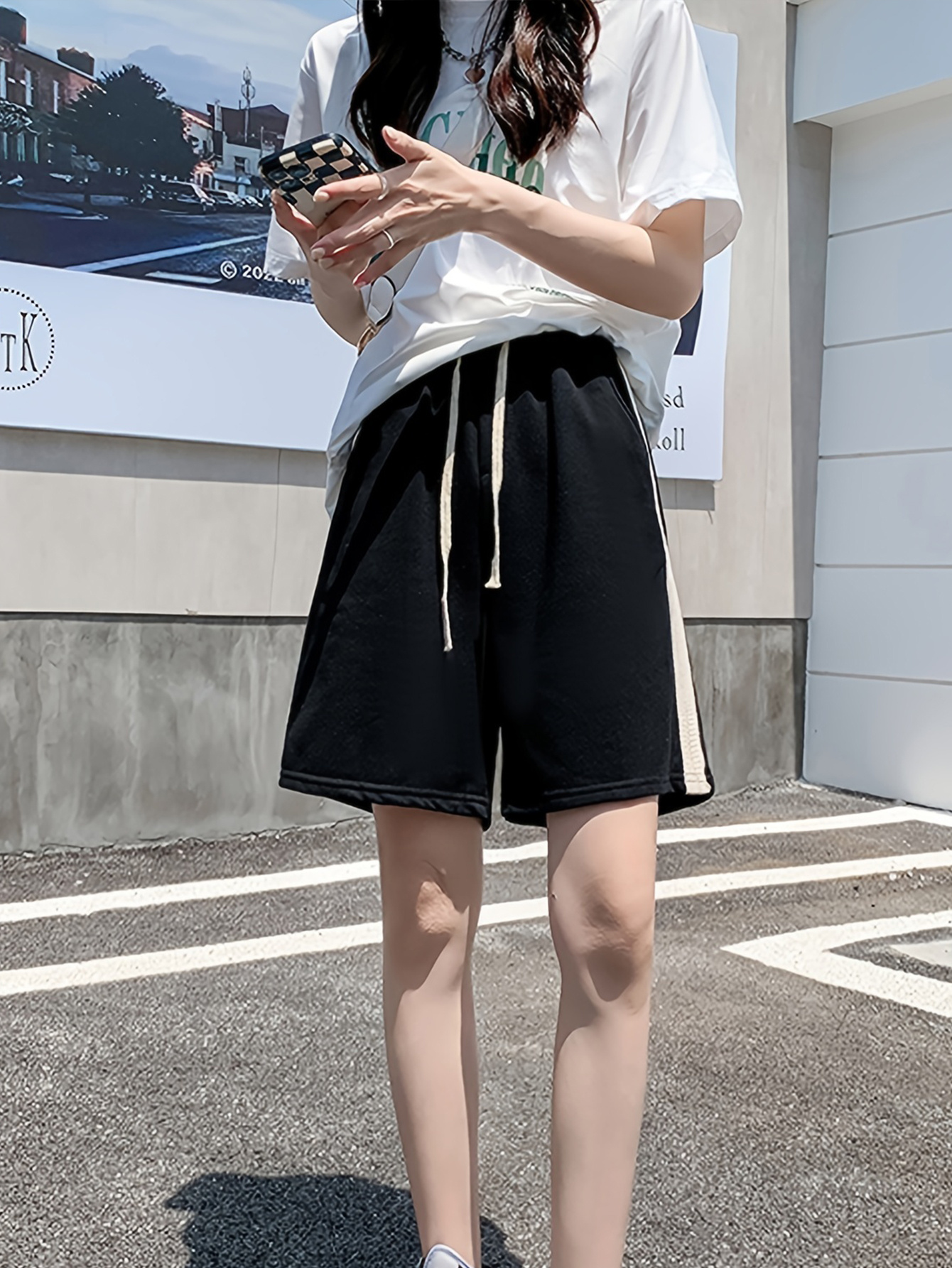 Color Block Drawstring Shorts Casual Elastic Waist Loose - Temu Norway