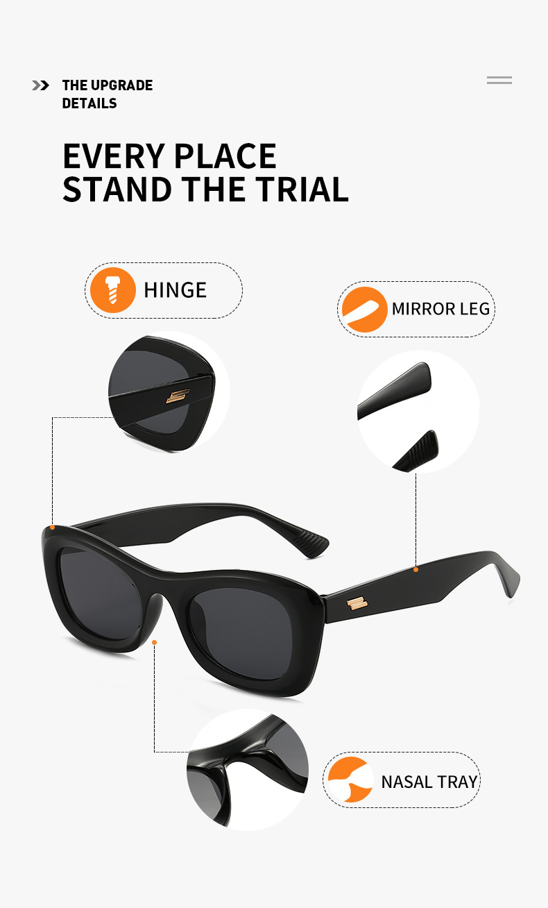 oval cat eye sunglasses stylish thick frame unisex couple - Temu