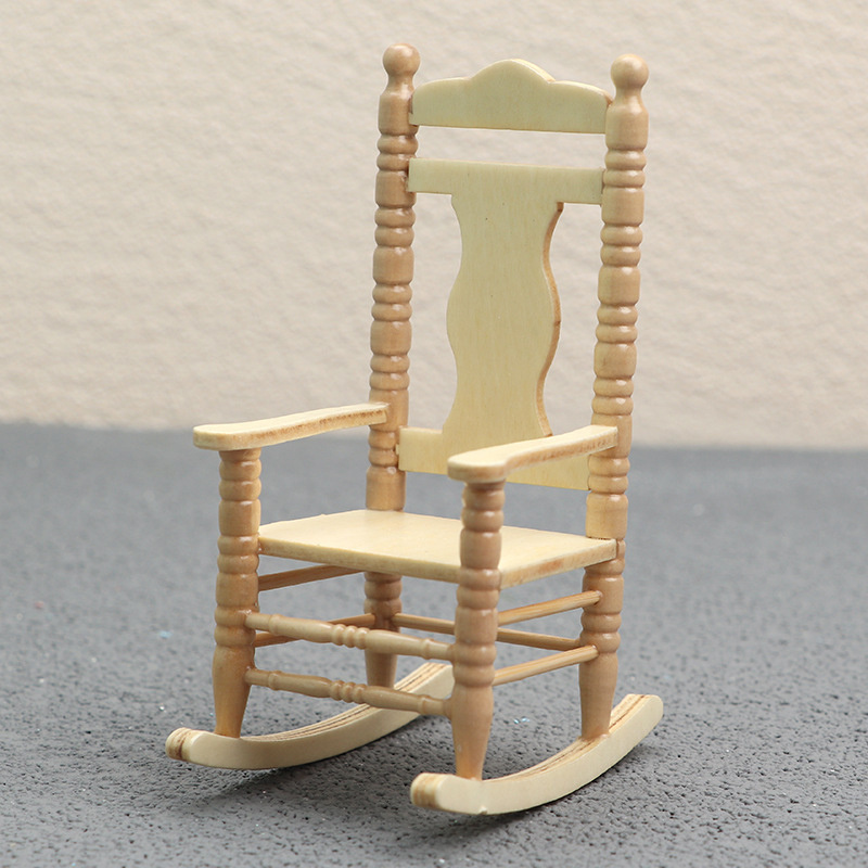 1:12 Doll House Mini European Retro Log Rocking Chair - Temu