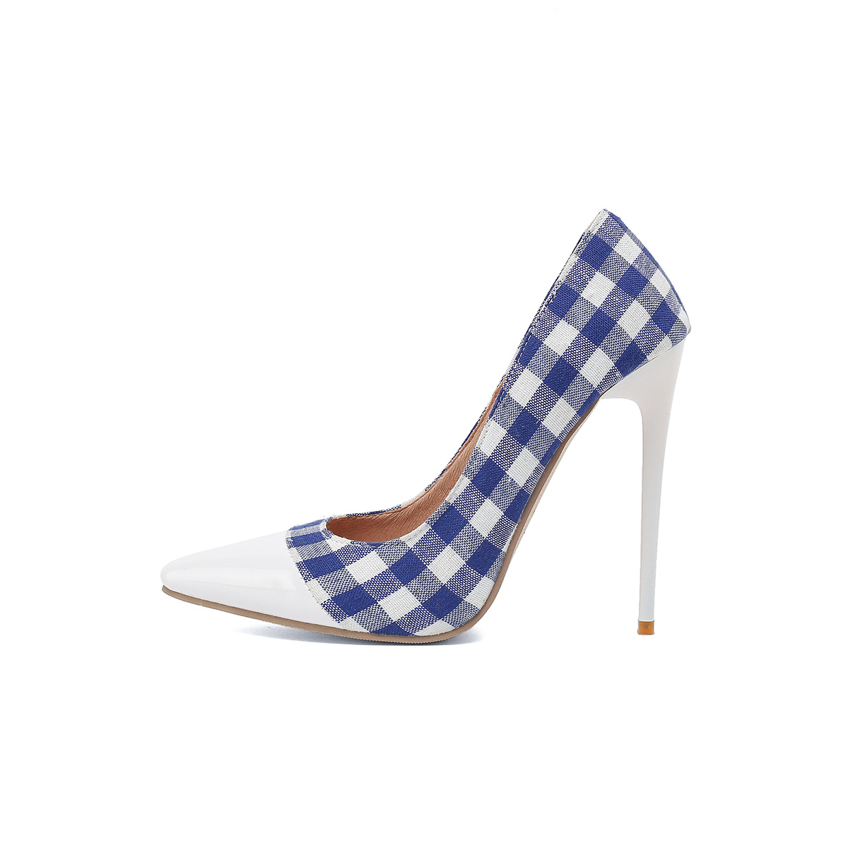 Women's Colorblock Plaid Stiletto Heels Sexy Pointe Toe Soft - Temu ...