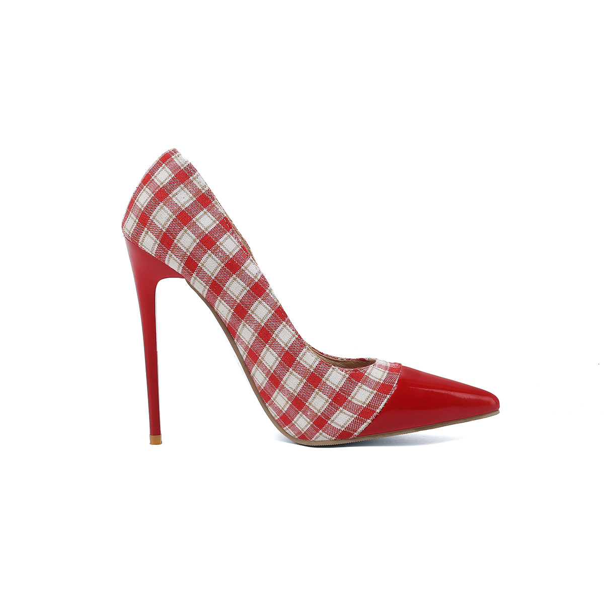 Women's Colorblock Plaid Stiletto Heels Sexy Pointe Toe Soft - Temu ...