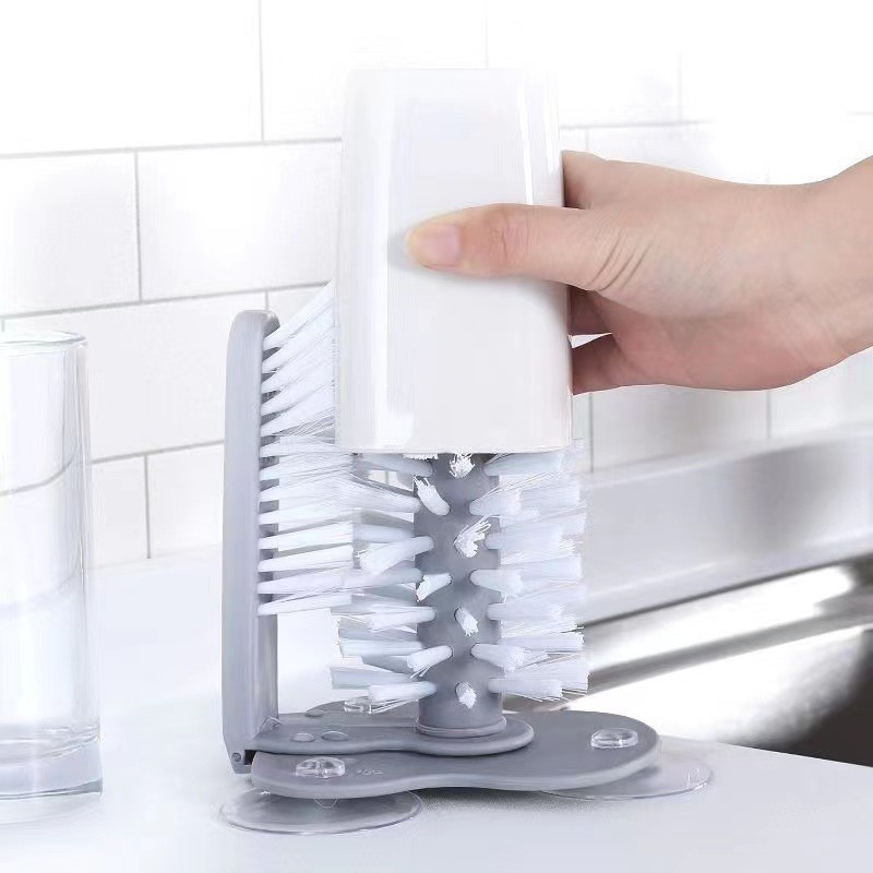 1pc Suction Wall Lazy Cup Brush Suction Cup Rotating Plastic Cup Brush ...