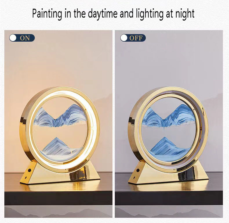 Moving Sand Art Picture Led Light Quicksand Painting Round - Temu
