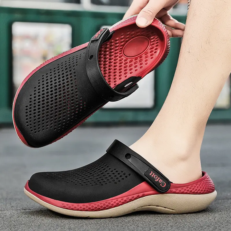 Mens Casual Soft Sole Comfortable Hollow Out Clogs Non Slip Slip On