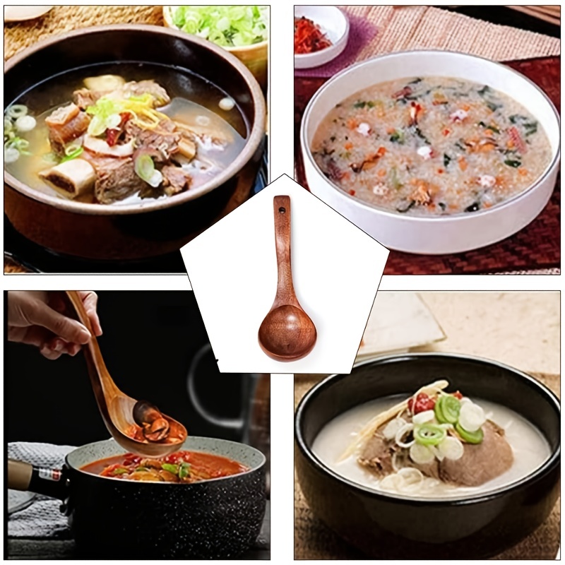 Long Handle Wooden Ladle Soup Porridge Spoon Kitchen Cooking - Temu ...