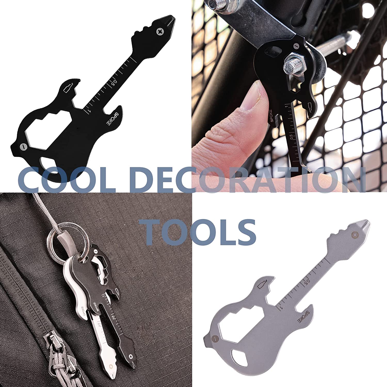 12 In 1 Multifunctional Keychain Edc Tool Guitar Metal Tool Keychain ...