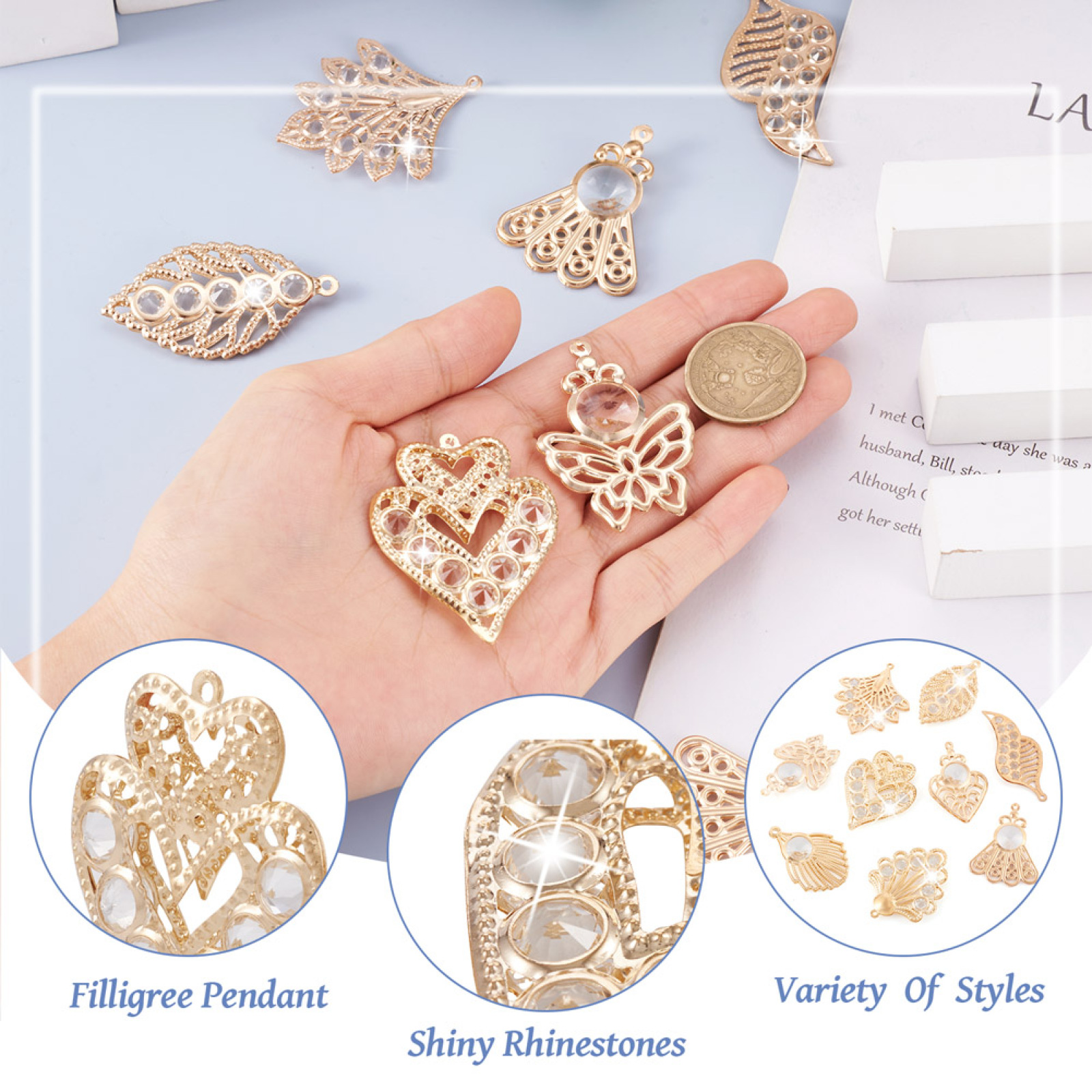 Iron Crystal Pendants Leaf Shell Heart - Temu New Zealand