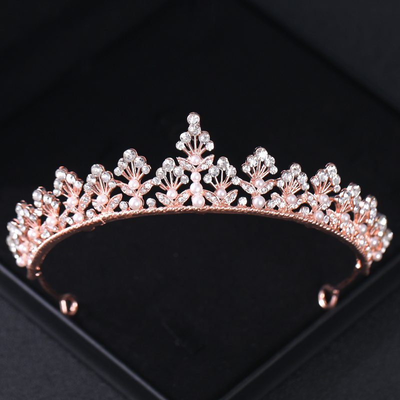 Rose Golden Crystal Bridal Tiaras Crown Headband Women Bride - Temu ...