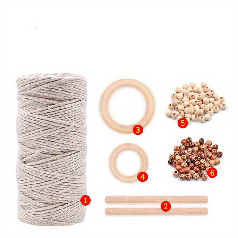 Macrame Kit Natural Macrame Cord Wood Ring Wooden Stick Diy - Temu Norway
